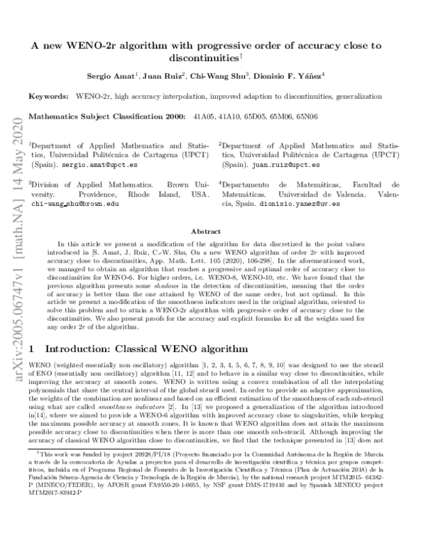 (PDF) A New WENO-2$r$ Algorithm with Progressive Order of Accuracy Close to Discontinuities ...