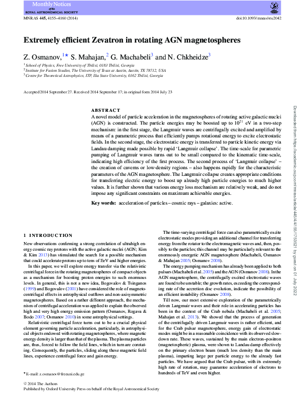 (PDF) Extremely efficient Zevatron in rotating AGN magnetospheres