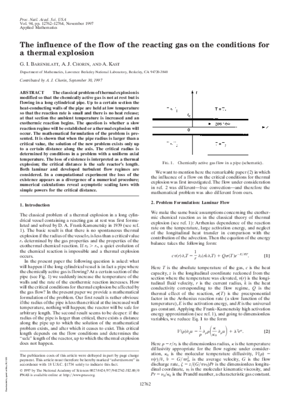 (PDF) The influence of the flow of the reacting gas on the conditions ...