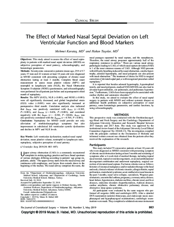 (PDF) The Effect of Marked Nasal Septal Deviation on Left Ventricular ...