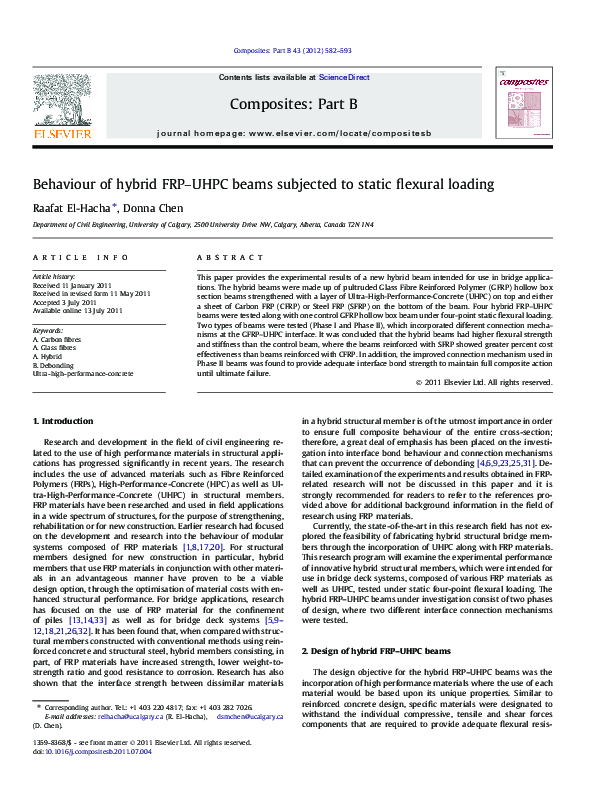 Pdf Behaviour Of Hybrid Frp Uhpc Beams Subjected To Static Flexural Loading