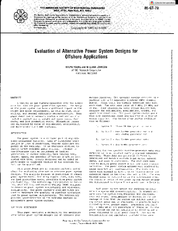 (PDF) Evaluation of Alternative Power System Designs for Offshore ...