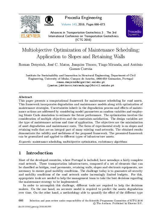 (PDF) Multiobjective Optimization of Maintenance Scheduling: Application to Slopes and Retaining ...