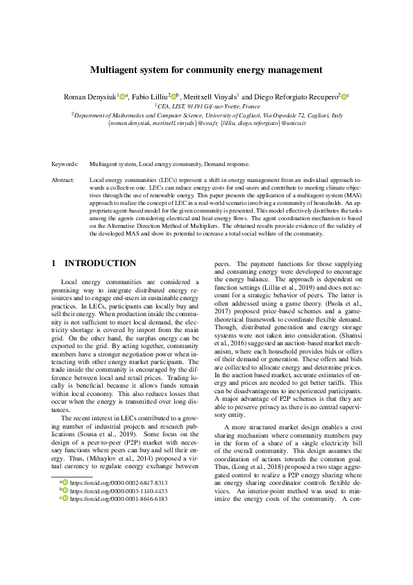 (PDF) Multiagent System for Community Energy Management