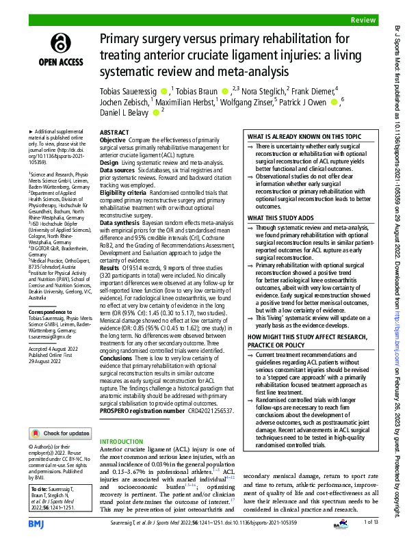 (PDF) Primary surgery versus primary rehabilitation for treating ...