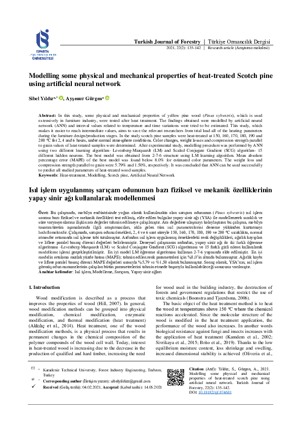(PDF) Modelling some physical and mechanical properties of heat-treated Scotch pine using ...