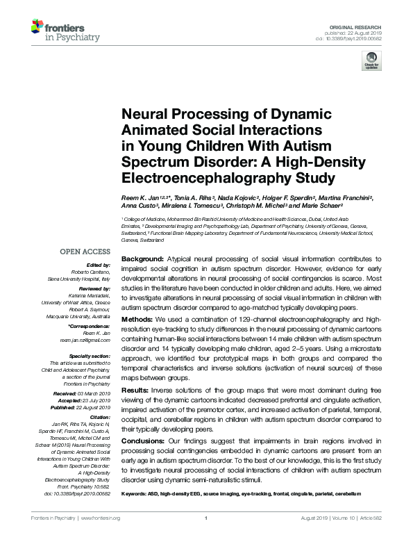 (PDF) Neural Processing of Dynamic Animated Social Interactions in Young Children With Autism ...