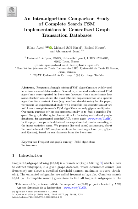(PDF) An Intra-algorithm Comparison Study of Complete Search FSM Implementations in Centralized ...