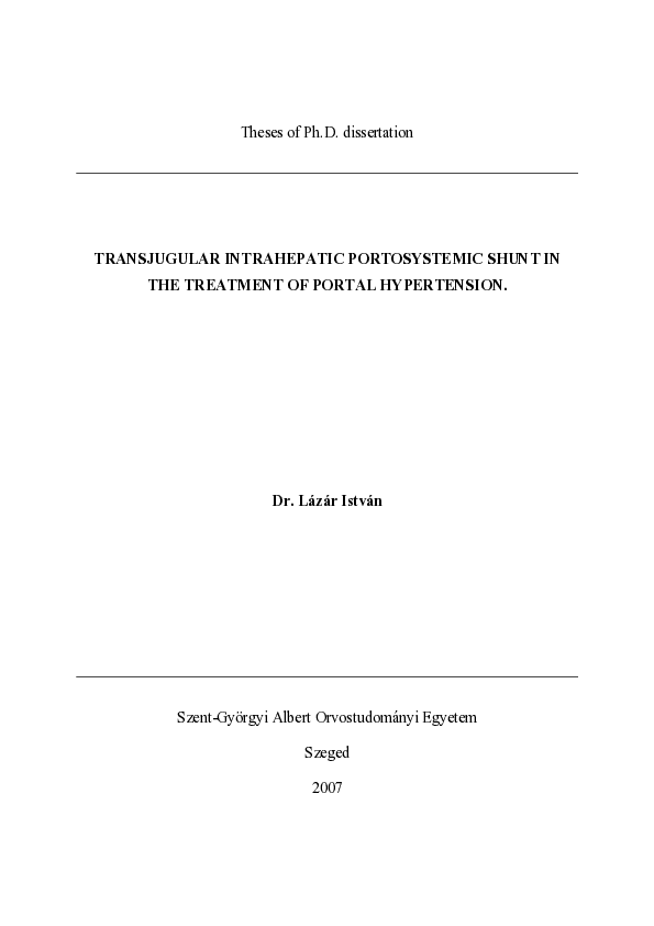 (PDF) Transjugular intrahepatic portosystemic shunt in the treatment of ...