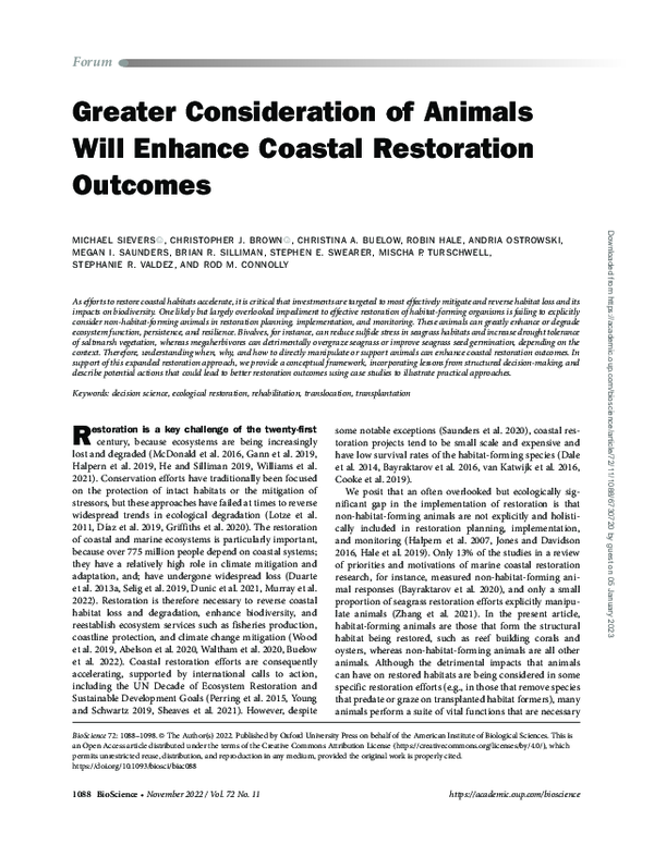 (PDF) Greater Consideration of Animals Will Enhance Coastal Restoration ...