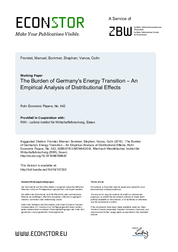 (PDF) The burden of Germany’s energy transition: An empirical analysis ...