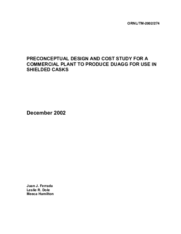 (PDF) Preconceptual Design and Cost Study for a Commercial Plant to ...