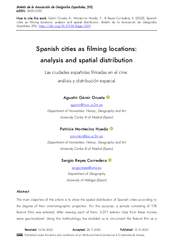 (PDF) Spanish cities as filming locations: analysis and spatial ...