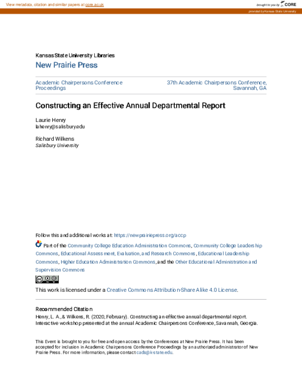 (PDF) Constructing an Effective Annual Departmental Report