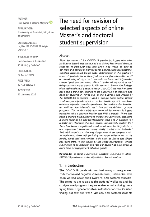 (PDF) The need for revision of selected aspects of online Master’s and ...