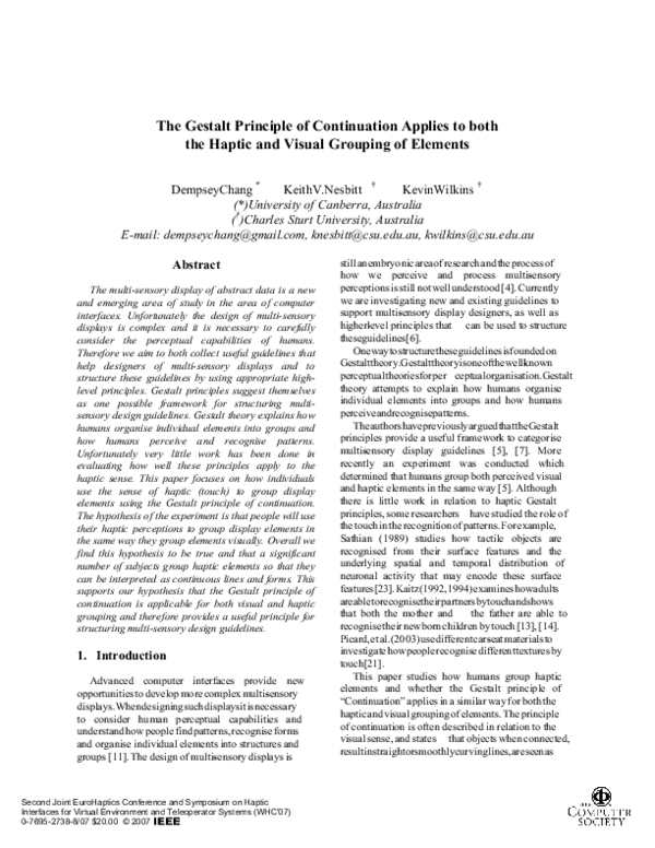 (PDF) The Gestalt principle of continuation applies to both the haptic and visual grouping of ...