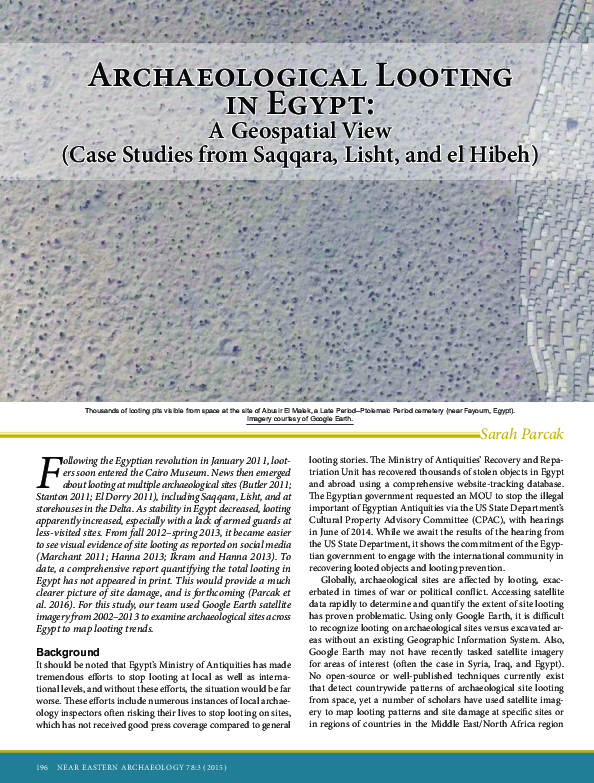(PDF) Archaeological Looting in Egypt: A Geospatial View (Case Studies ...