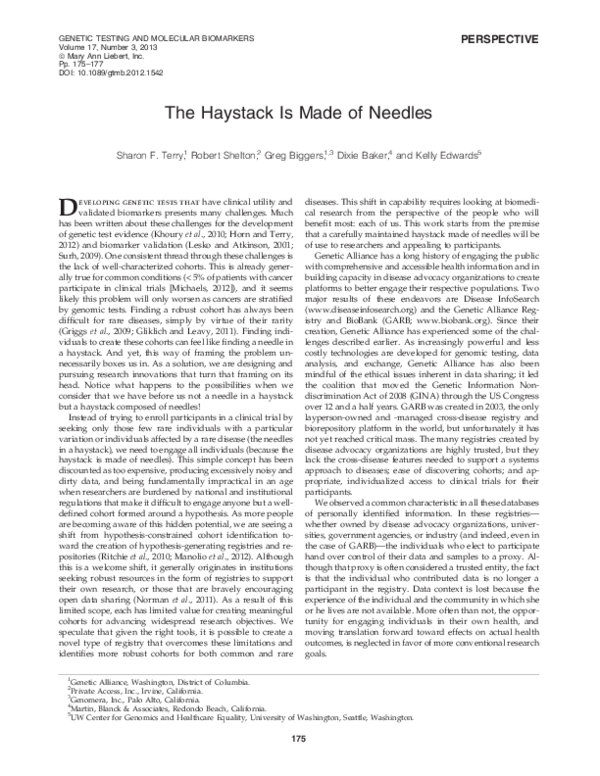 (PDF) The Haystack Is Made of Needles