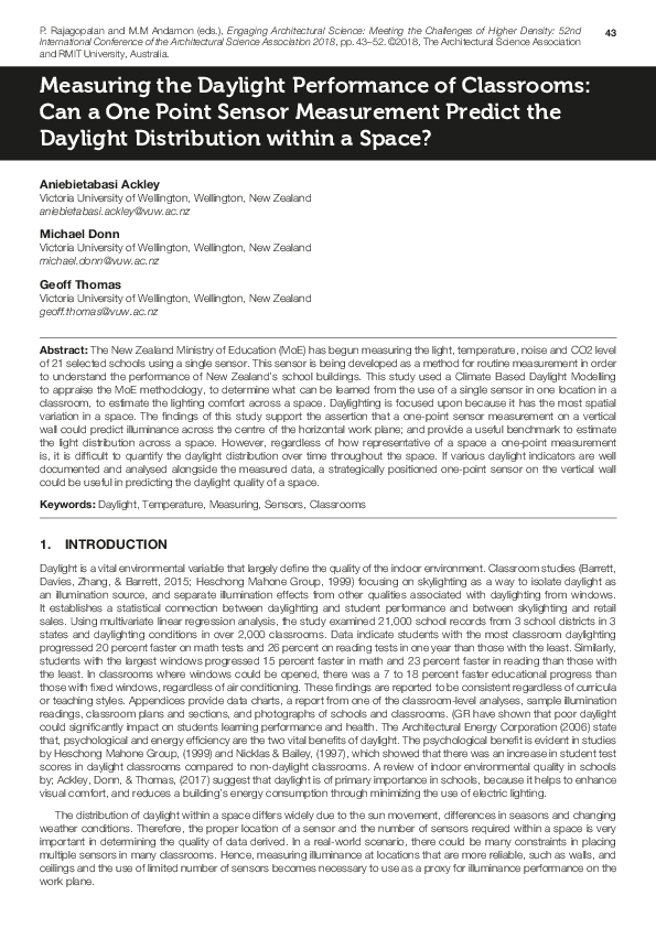 (PDF) Measuring the Daylight Performance of Classrooms: Can a One Point ...