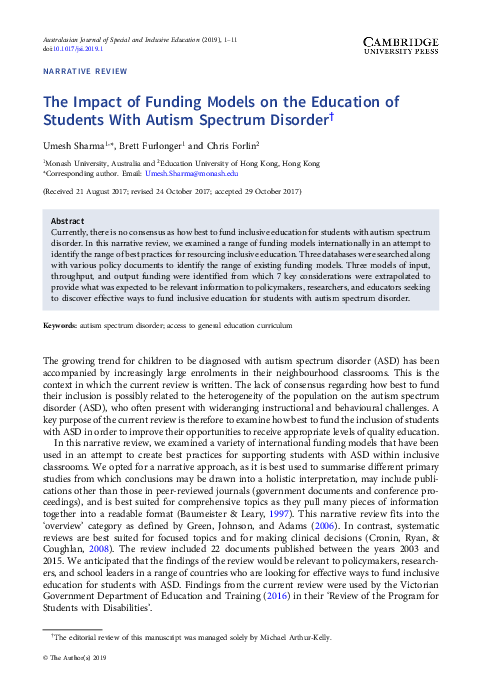 (PDF) The Impact of Funding Models on the Education of Students With ...