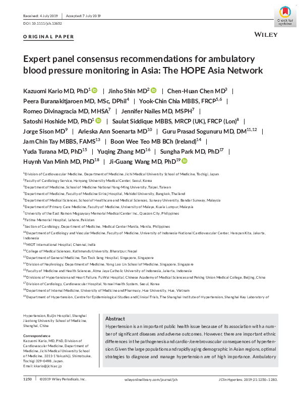 (PDF) Expert panel consensus recommendations for ambulatory blood ...