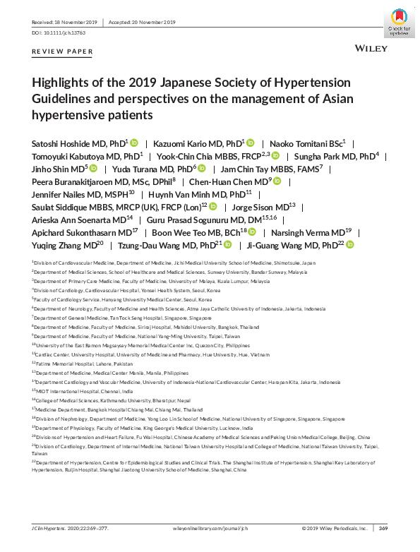 (PDF) Highlights of the 2019 Japanese Society of Hypertension ...