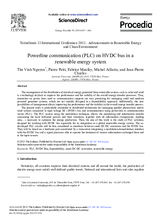 (PDF) Powerline Communication (PLC) on HVDC Bus in a Renewable Energy ...