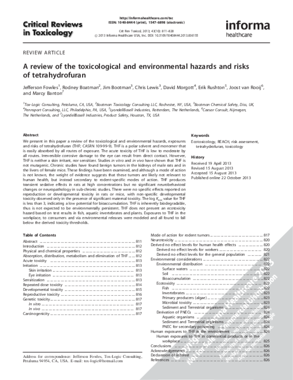 (PDF) A review of the toxicological and environmental hazards and risks ...