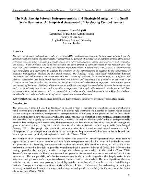 (PDF) The Relationship between Entrepreneurship and Strategic ...