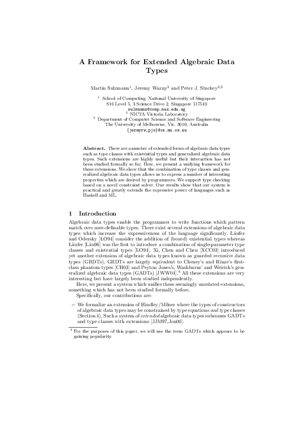 (PDF) A Framework for Extended Algebraic Data Types