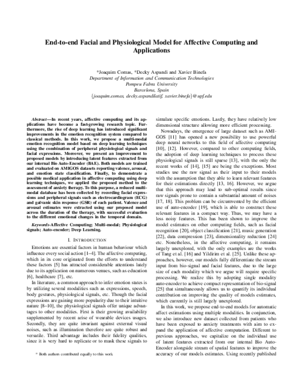 (PDF) End-to-end Facial and Physiological Model for Affective Computing ...