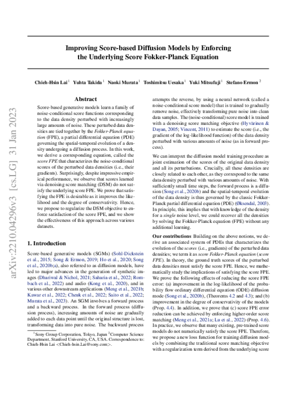 (PDF) Improving Score-based Diffusion Models by Enforcing the Underlying Score Fokker-Planck ...