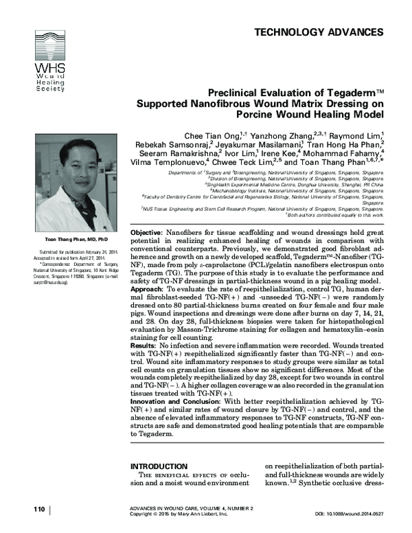 (PDF) Preclinical Evaluation of Tegaderm™ Supported Nanofibrous Wound ...