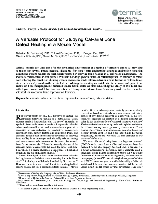 (PDF) A versatile protocol for studying calvarial bone defect healing ...