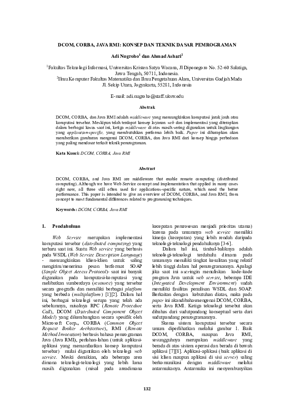 Pdf Dcom Corba Java Rmi Konsep Dan Teknik Dasar Pemrograman Adi