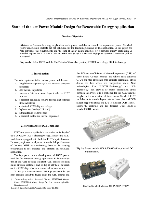 Pdf State Of The Art Power Module Design For Renewable Energy Application
