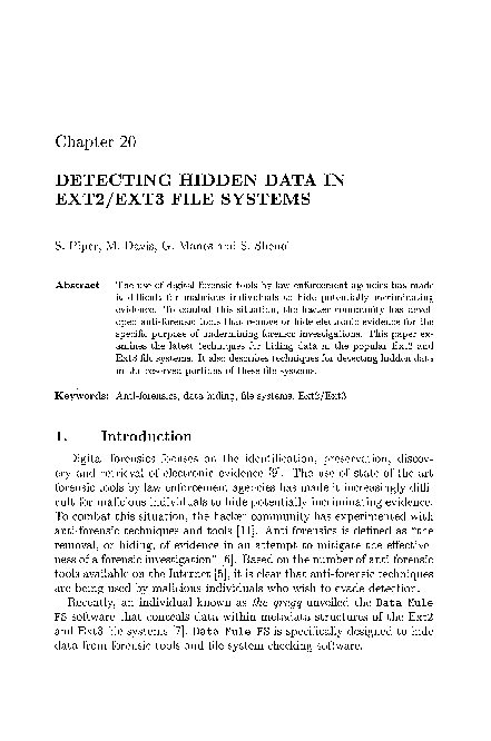 (PDF) Detecting Hidden Data in Ext2/Ext3 File Systems | Sujeet Shenoi - Academia.edu