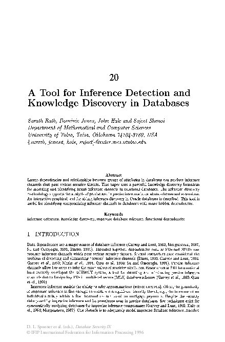 (PDF) A Tool for Inference Detection and Knowledge Discovery in Databases