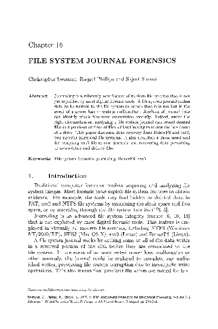 (PDF) File System Journal Forensics