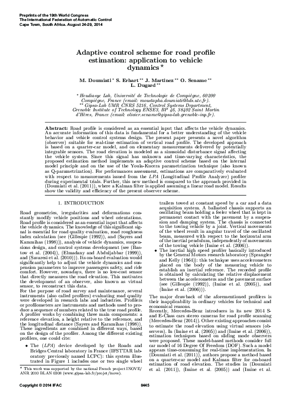 (PDF) Adaptive control scheme for road profile estimation: application ...
