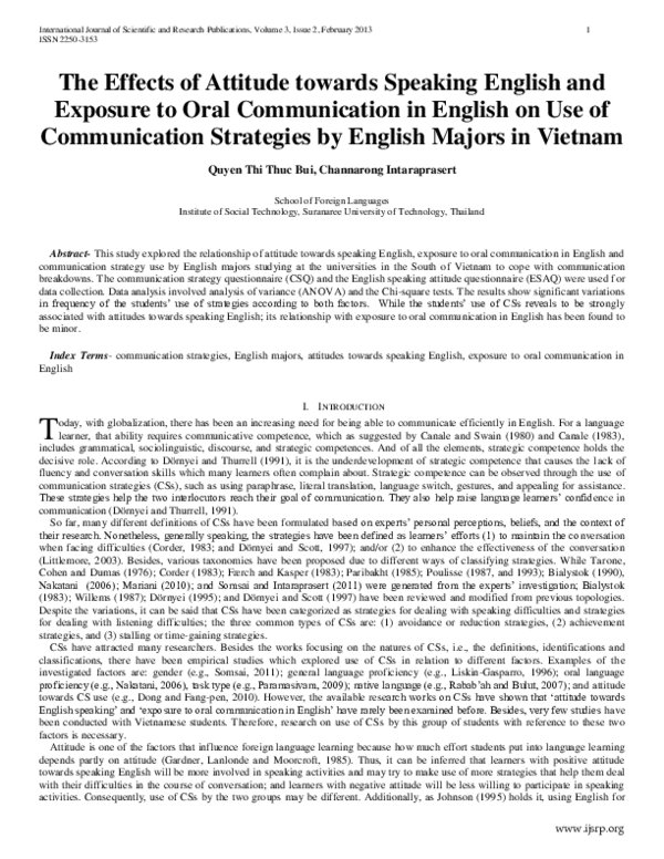(PDF) The Effects of Attitude towards Speaking English and Exposure to ...