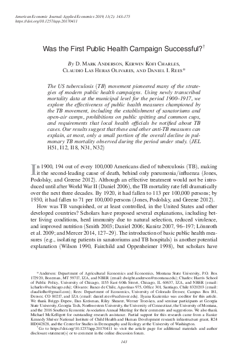 (PDF) Was the First Public Health Campaign Successful?