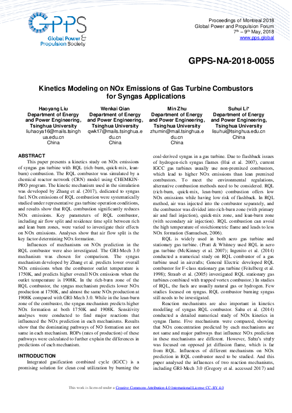 (PDF) Kinetics Modeling On Nox Emissions Of Gas Turbine Combustors For ...