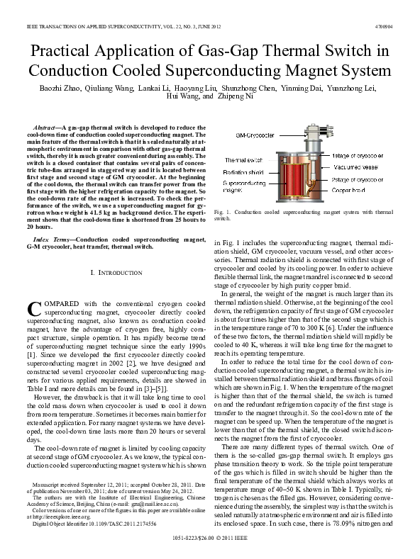 (PDF) Practical Application of Gas-Gap Thermal Switch in Conduction ...