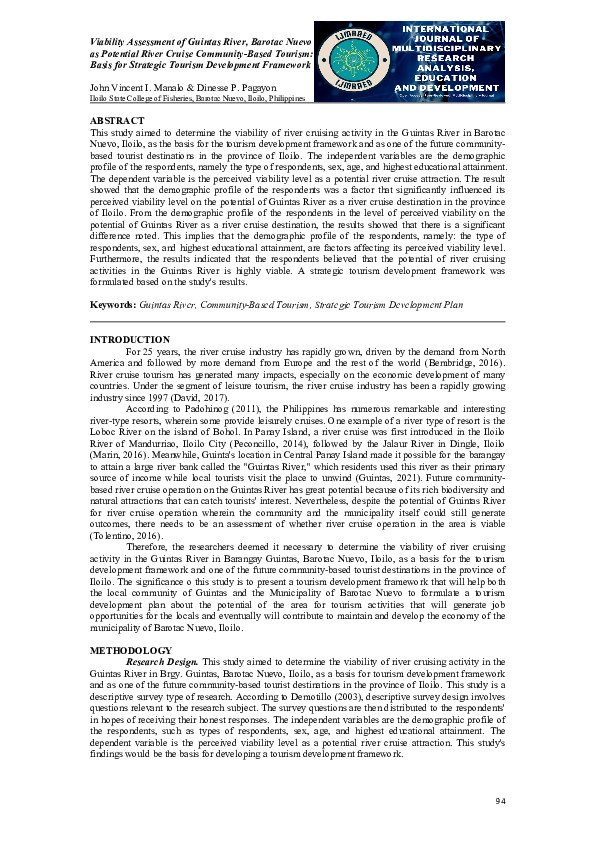 (PDF) Viability Assessment of Guintas River, Barotac Nuevo as Potential ...