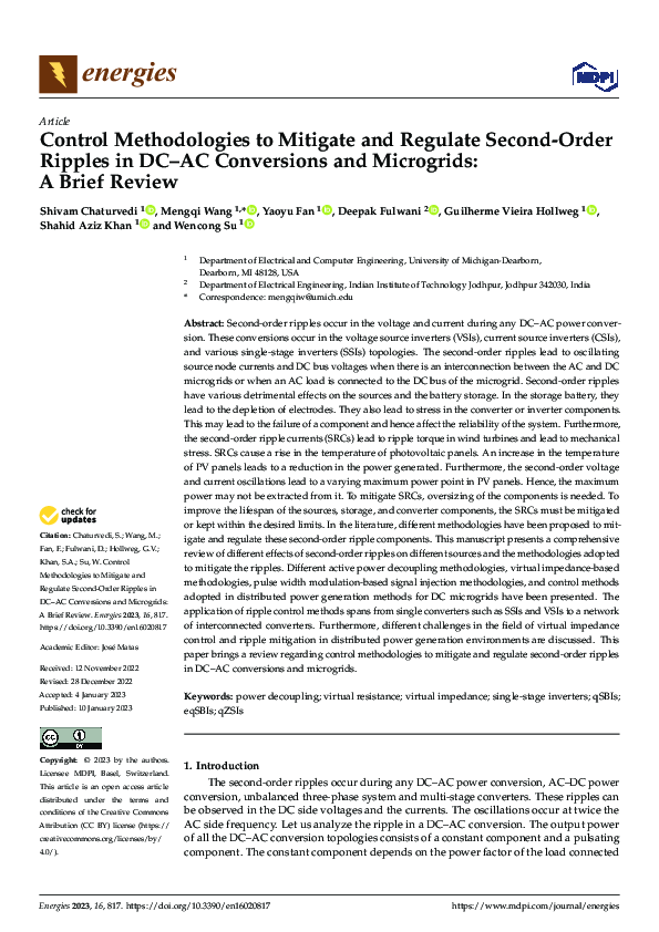 (PDF) Control Methodologies to Mitigate and Regulate Second-Order ...