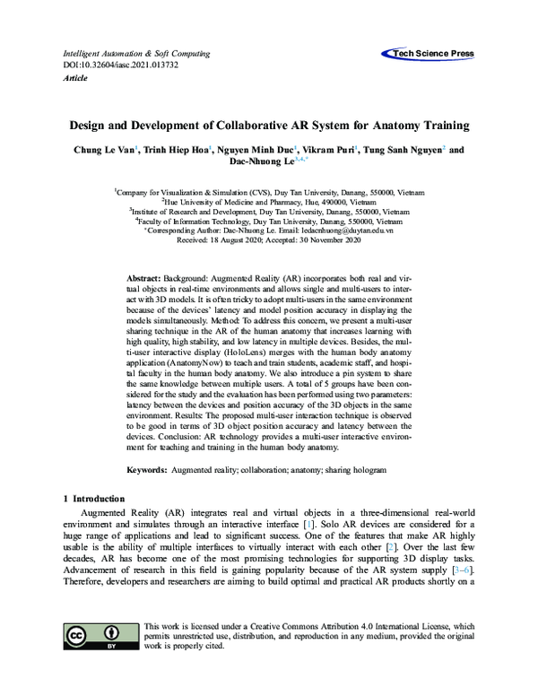 (PDF) Design and Development of Collaborative AR System for Anatomy Training