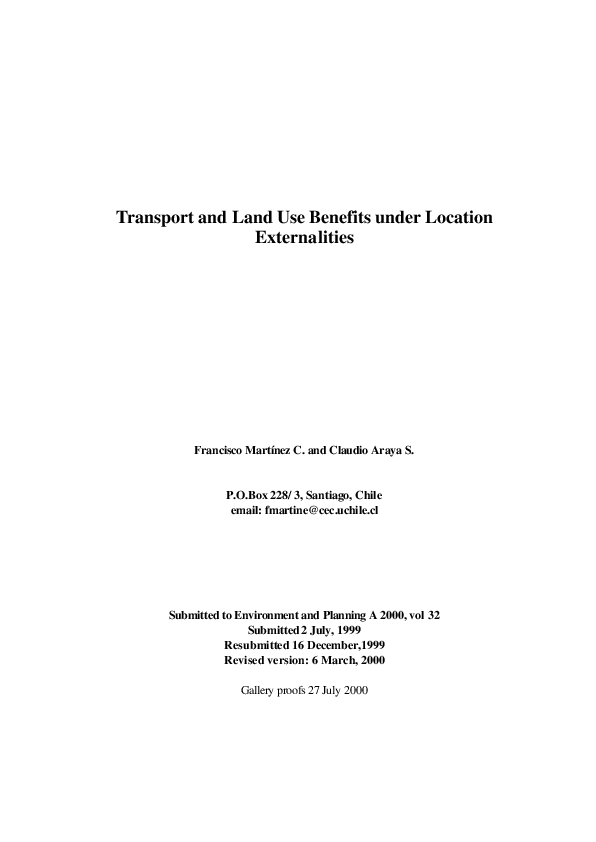 (PDF) Transport and Land-Use Benefits under Location Externalities