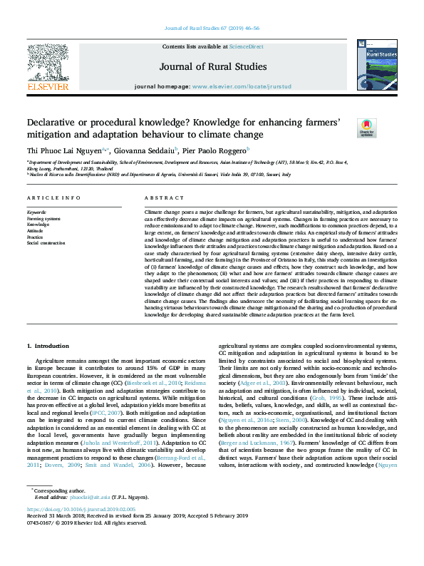 (PDF) Declarative or procedural knowledge? Knowledge for enhancing farmers’ mitigation and ...