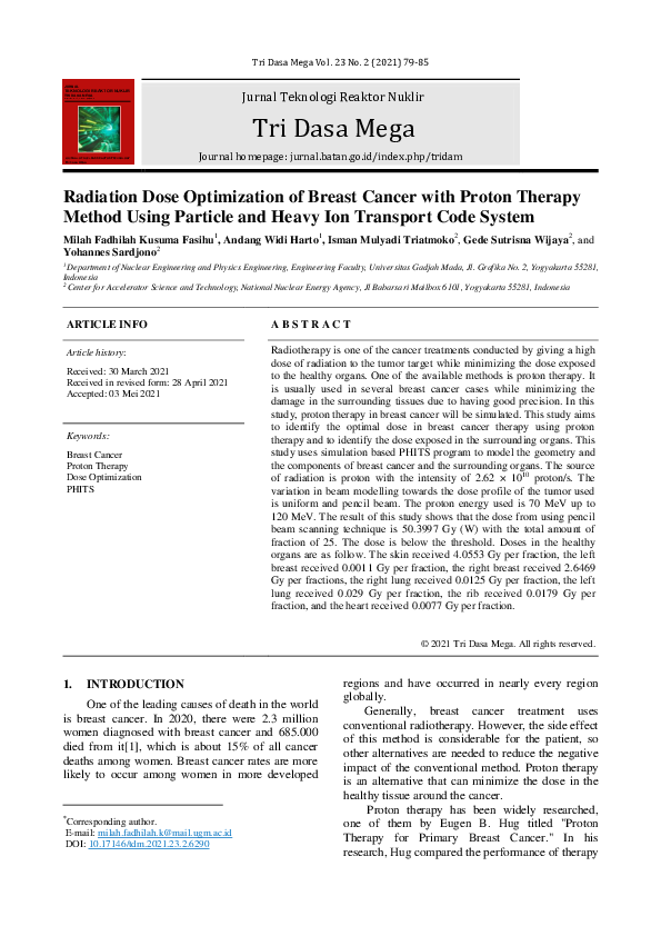 (PDF) Optimizing Proton Therapy for Breast Cancer